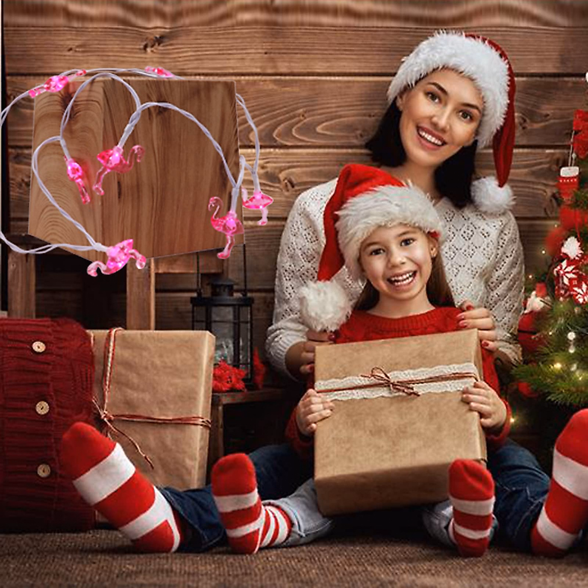 WIND Flamingos Holiday LED Christmas Light Phone Charging Cable, 8 LED Pink 50inch Charger Cord for Phone 14/Pro Max/Pro/Plus,Phone 13/Pro Max/Pro/Mini,12 Pro Max/11 Pro/8/7 Airpods etc