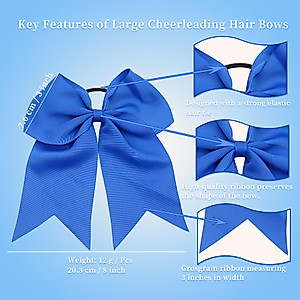 METYOND 8" Inch Cheer Bows, Large cheer bows Hand-made Grosgrain Ribbon Hair Accessories for Teen Girls Softball Cheerleader Sports - 4 Pieces Blue