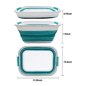 SAMMART 17.5L (4.6 Gallon) Collapsible/Foldable/Pop Up/Portable Washing Tub, Water Capacity 13.5L/3.5 Gallon (1, Bright Blue)