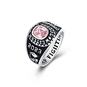 Customized Sterling Silver Women High School and College Class Ring – Ladies Ultimate Collection - MEMENTOS JEWELRY (Sterling Silver Platinum)