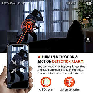 KINGDANS 【Upgrade 4K Full Hidden Camera Supports 2.4G&5GHz WiFi, Spy Camera Charger with Human Detection, 160° Wide View-Angle, Night Vision Nanny Cam for Home Security, TuyaSmart APP, Portable