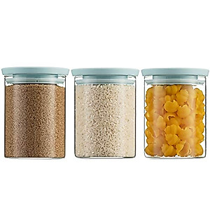 Godinger Food Storage Containers, Stackable Organization Canister Glass Jars - Medium, Set of 3