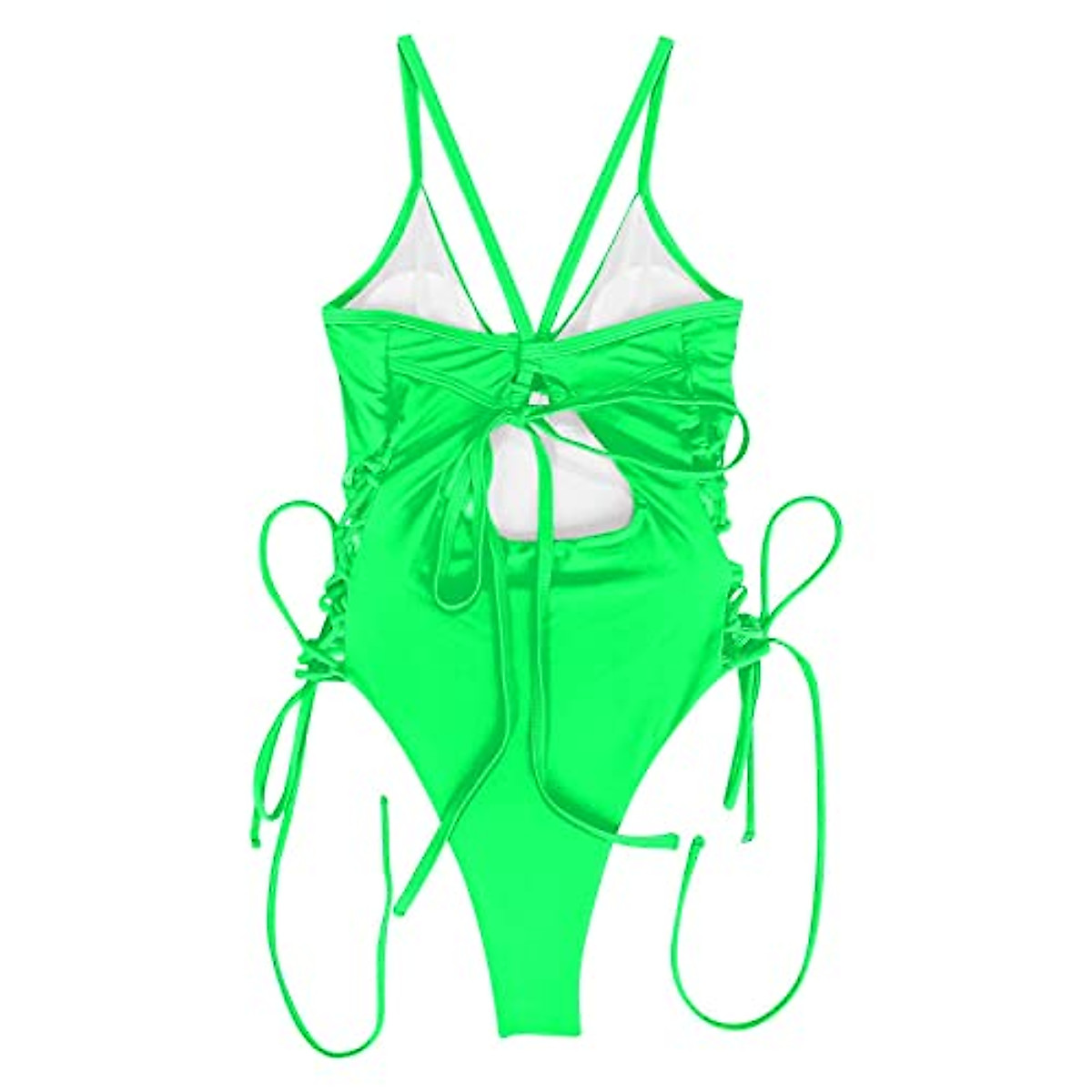 Nadition One Piece Swimsuit Women Women's Bikini Swimsuits Sexy Plain V-Neck Beach Swimwear Bikinisfor Women,Green,S