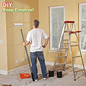 Paint Roller, 6 FT Paint Roller kit Adjustable Paint Roller Extension Poles with Brush Stainless Steel Poles Splicing Rod House Mural Brush for Walls and Ceiling