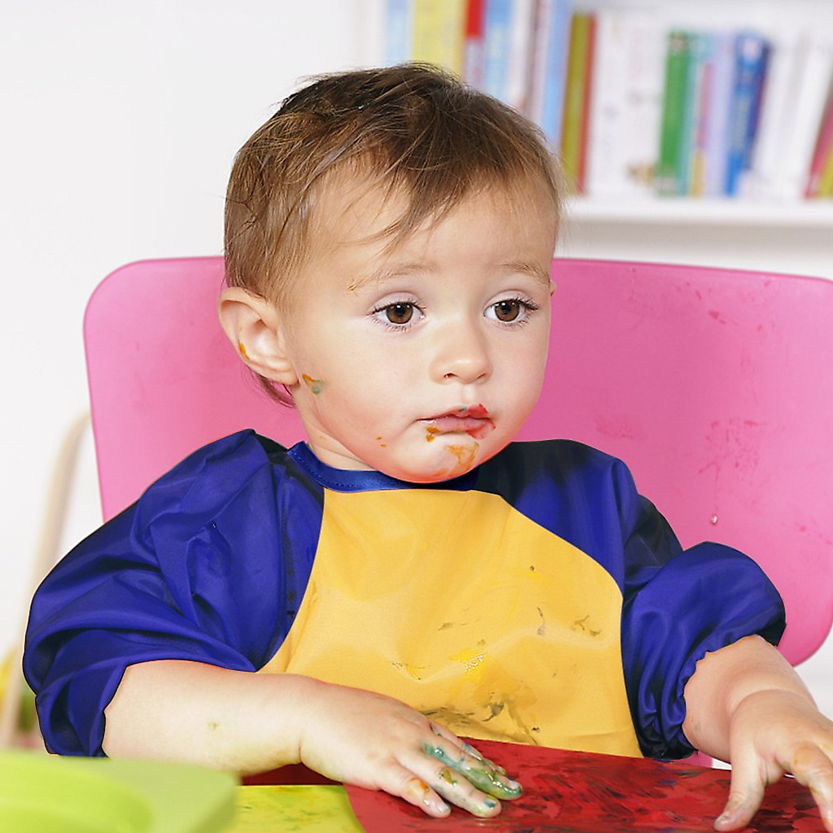 BAHABY Kids Art Smocks 4 Pack Painting Apron Waterproof Artist Smock with Long Sleeve and 3 Pockets for Age 3-8 Years