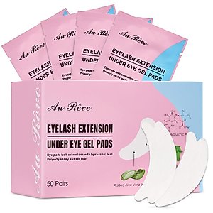 AuReve 50 Pairs under eye patches,eye pads lash extensions add hyaluronic acid,Eyelash Extension Under Eye Gel Pads suitable for most people