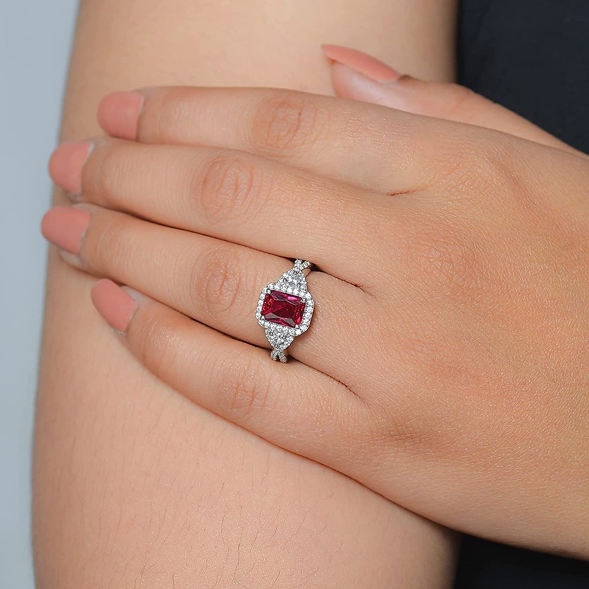 KRITTIKA JEWELLERS womens 925 sterling silver ring (Red, 8.5)