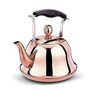 Tea kettle, Whistling Tea Kettle Stovetop Food Grade Stainless Steel Teapot for Stove Top with Cool Touch Ergonomic Handle Teapot, Rivet-enhanced Household Fashion Whistle Teapot (Color : Rose gold,