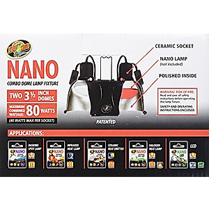 Zoo Med Nano Combo Dome Lamp Fixture, 40 Watts Per Socket, LF-36e, Silver