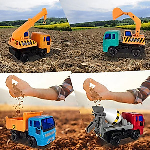 DESOOA Construction Toys, 4 Pack Friction Powered Construction Vehicle Toys, Toy Trucks, Toy Car, Construction Truck Toys for 3+ Year Old Boys Girls STEM Gift, Birthday Party, Christmas