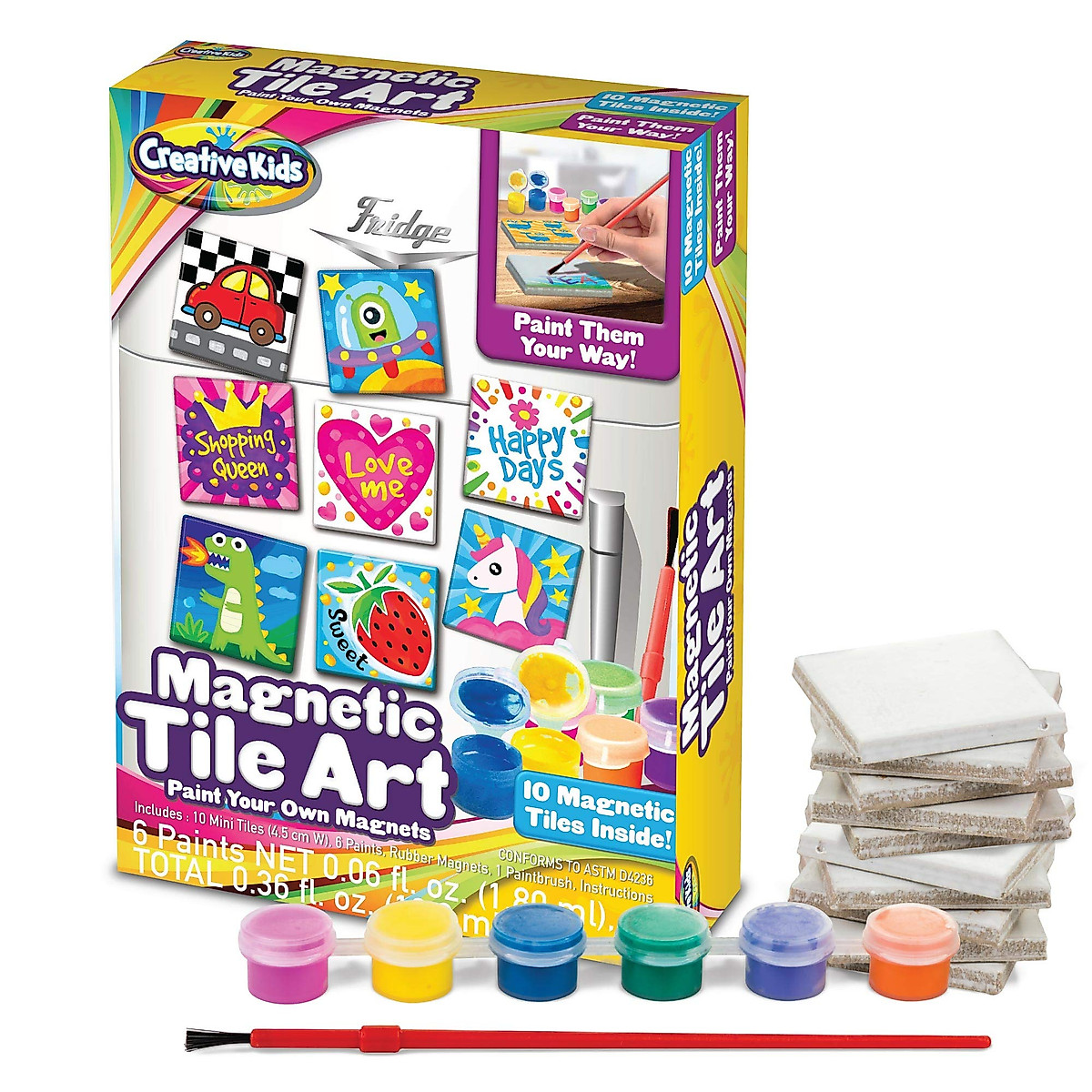 Creative Kids Magnetic Mini Tile Art - Make Your Own 10 Fridge Magnets