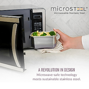 Bentgo® MicroSteel® Heat & Eat Container - Microwave-Safe, Sustainable & Reusable Stainless Steel Food Storage Container with Airtight Lid for Eco-Friendly Meal Prepping (Lunch Size - 3 Cups)
