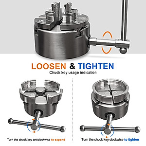 4 Inch Wood Lathe Chuck Set 1" x 8 tpi & 3/4"x16TPI Adapter, Nickel Plated, Self Centering 4 Jaw Wood Turning Chuck (4 inch Chuck With Round Jaw)