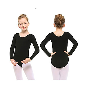 Stelle Girls Long Sleeve Team Basic Leotard Ballet Dance Gymnastics (Toddler/Little Kid/Big kid) (Black,6 Years)
