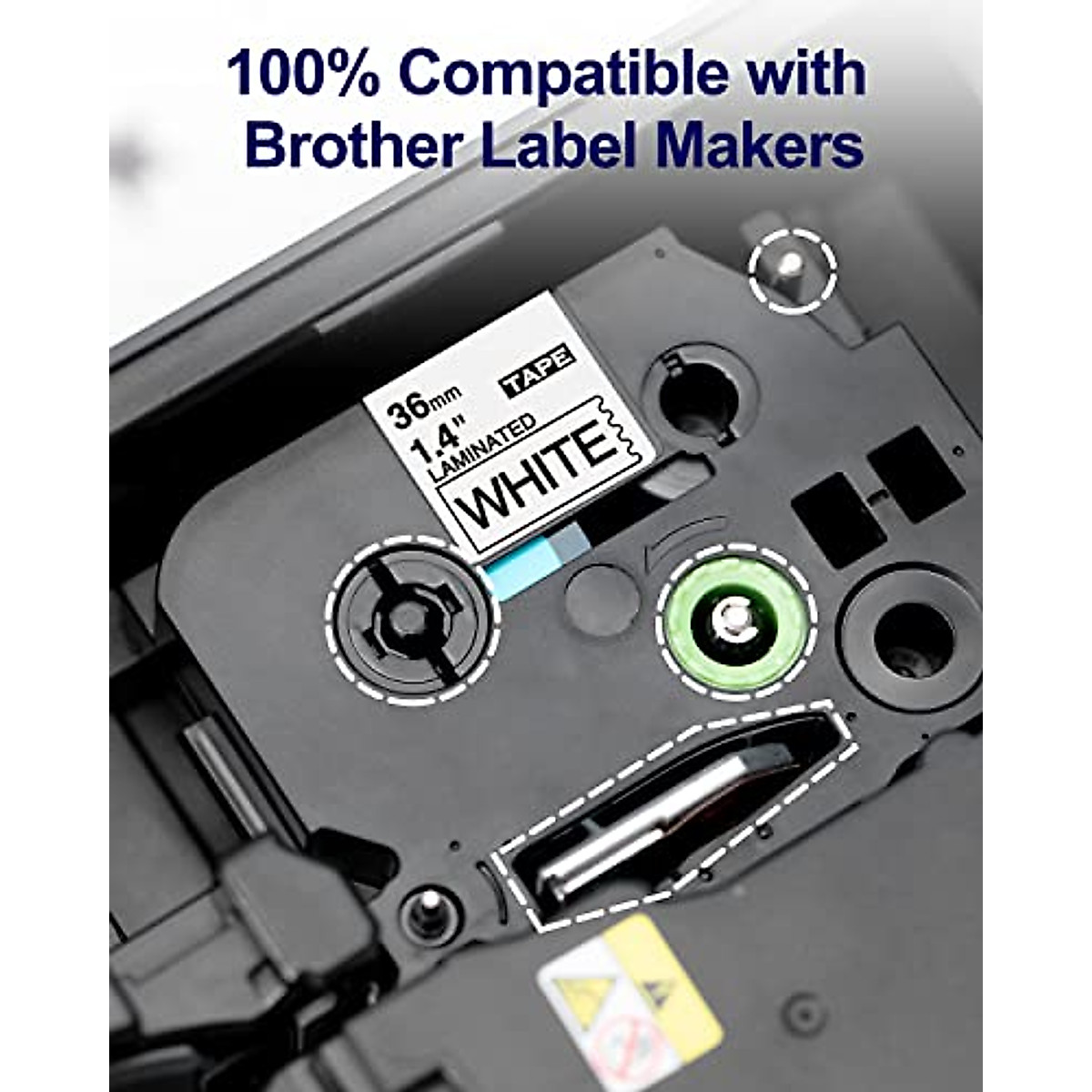 Unistar Compatible PTouch 36mm TZ Tape Replacement for Brother Label Maker 36mm Label Tape TZe-261 TZ261 for Brother Ptouch PT-P910BT T-P900 PT-3600 PT-550, 1-1/2 Inch Laminated Black on White, 2PK