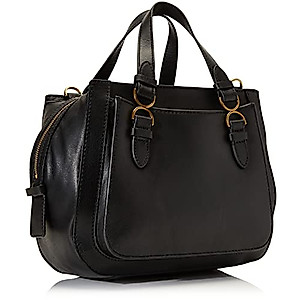 Fossil Women's Brooke Leather Satchel Purse Handbag, Black
