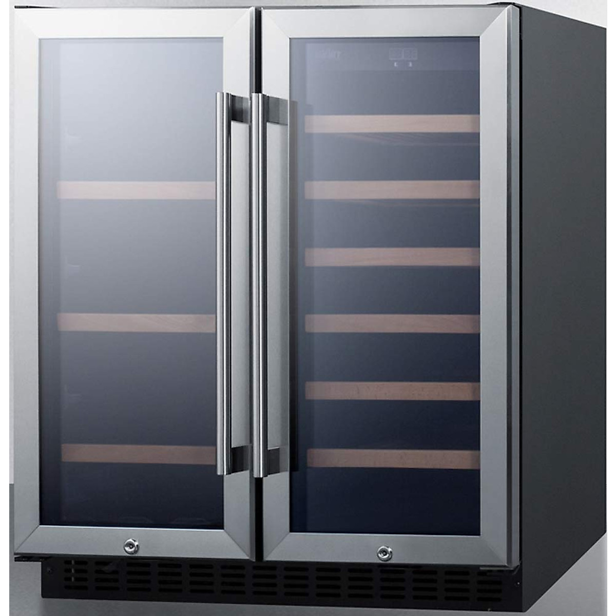 Summit SWBV3071 Under Counter Beverage Refrigerator - Stainless Steel Doors with Glass and Black Cabinet, Glass/Black