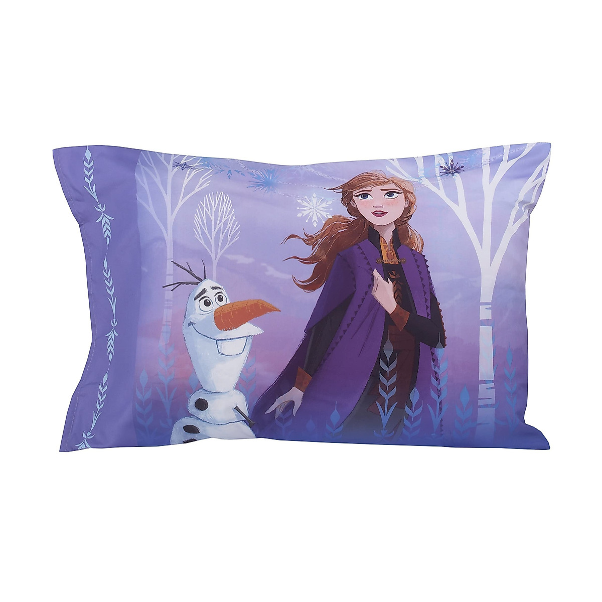 Disney Frozen II Traveling North Lavender, Light Blue & Plum 2Piece Toddler Sheet Set - Fitted Bottom Sheet, Reversible Pillowcase, Lavender, Light Blue, White, Plum