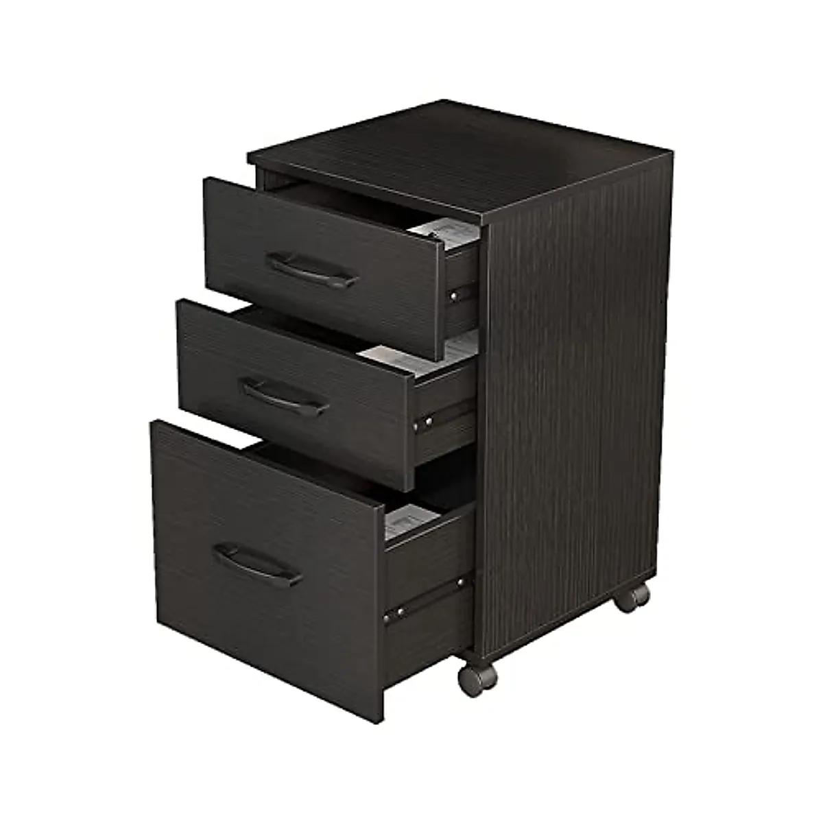 YQ JENMW File Cabinet 3 Drawers with 1 Lock, Wooden Rolling Mobile Filing Cabinet, Under Desk File Cabinet with Wheels, Removable File Cabinet for Home Office,Office Storage Cabinet Under Desk,Black
