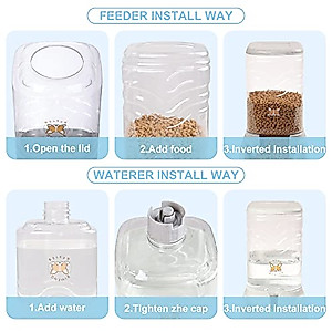 ELEVON Automatic Dog Cat Gravity Food and Water Dispenser Set with Pet Food Bowl for Small Large Pets Puppy Kitten Rabbit Large Capacity(White&Gray)