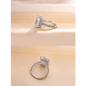 RODIFFY 7CT Elongated Cushion Cut Promise Ring,Simulated Diamond 925 Silver Engagement Ring(8)