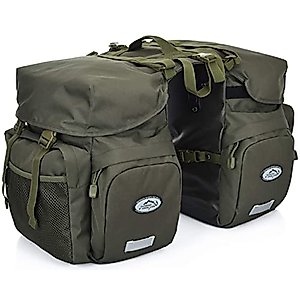 FANWU 50L Bike Panniers Bicycle Commuting Bag Waterproof Saddle Bags with Rain Cover for Bicycle Rear Rack Carrier, Support for Width Less Than 7 inches Bike Rack