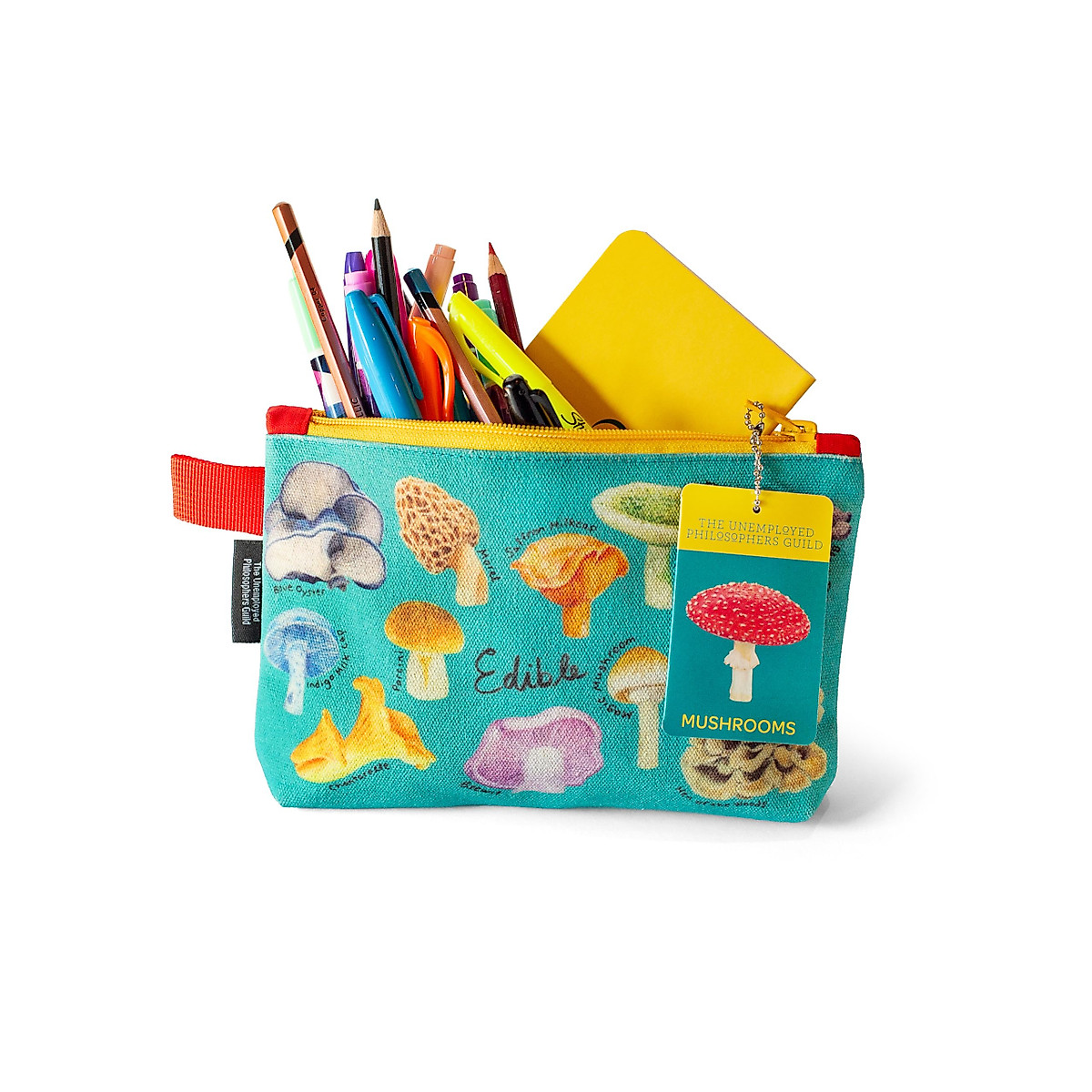 The Unemployed Philosophers Guild Mushroom Bag - 9" Canvas Zipper Toadstool and Nature Themed Pouch for Pencils, Tools, Cosmetics, Toiletries, and More