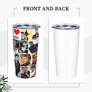 DFAGGQL George Music Michael Stainless Steel Insulated Tumbler Coffee Mug Water Cup Vacuum Bottle with Straw and Lid 20 oz