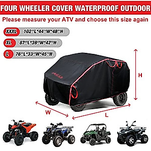 K-Musculo ATV Cover for 4 Wheelers - 76 Inch ATV Covers 420D Heavy Duty & Waterproof, Outdoor Four Wheeler Quad Cover All Weather Large for Polaris, Kawasaki, Arctic Cat, Honda, Yamaha and More