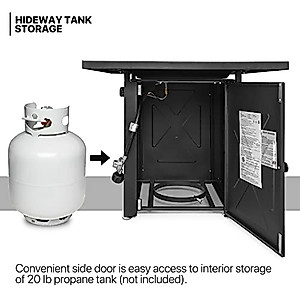 MoNiBloom 28 in Fire Propane Pit Tables 50000 BTU Square Outdoor Firepit Tabletop with Quick Manual Ignition and Lid for Garden Courtyard Patio Balcony, Gray