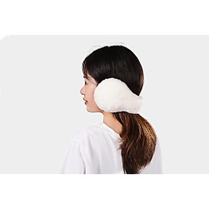TOPZGLEEY Winter Earmuffs For Women Girls, Faux Furry Soft & Warm Earmuffs Cute Foldable Outdoor Ear Warmers -Ear Covers for Cold Weather(White)