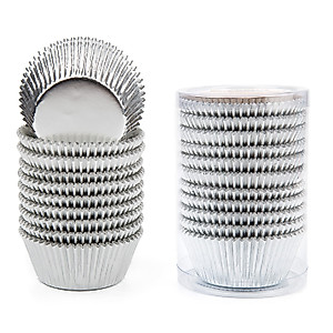 Gifbera Standard Silver Foil Cupcake Liners Metallic Paper Muffin Baking Cups 200-Count (Silver)