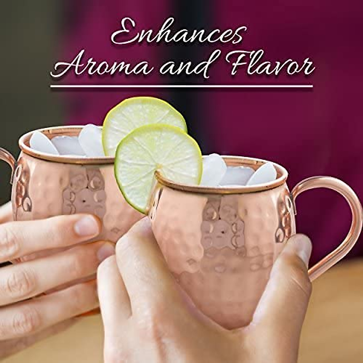 100% Solid Moscow Mule Copper Mugs Kit With Free Extras: Set of Two 16oz Mugs - Hammered Premium Quality Copper Cups, 2 Shot Glasses/Jiggers, and 1 Straw. Great For Gifts.