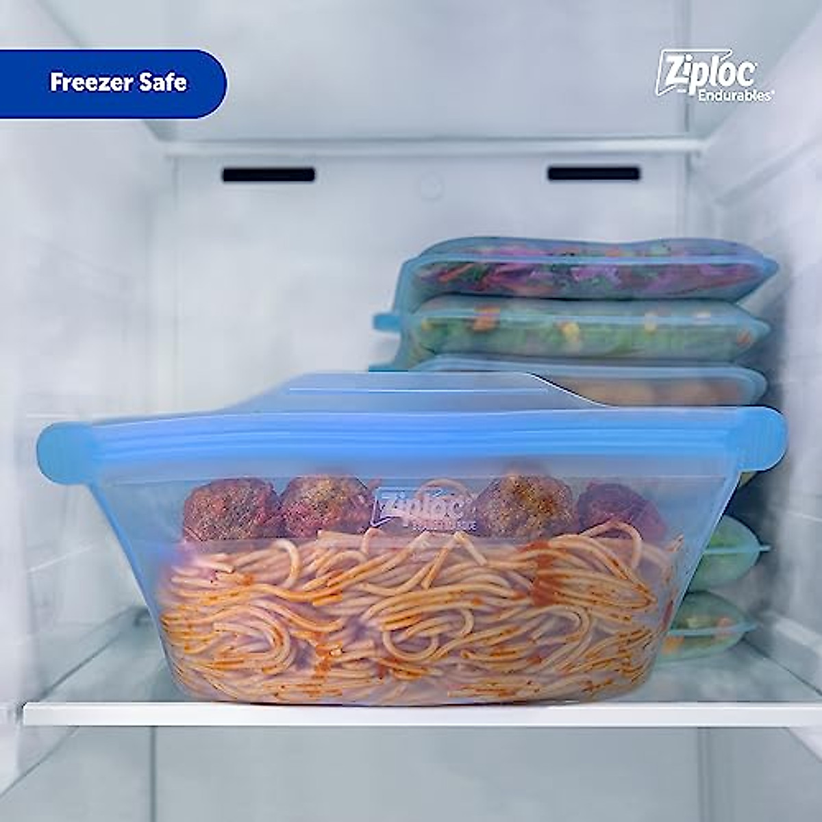 Ziploc Endurables Large Pouch and Medium Container, Reusable Silicone Bags and Food Storage Meal Prep Containers for Freezer, Oven, and Microwave, Dishwasher Safe