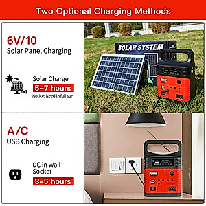 UPEOR Solar Power Generator-Portable Power Station-8000mAh Solar Power Generator with Solar Panel,MP3&FM Radio,Bluetooth,3 Sets LED Lights,Home Outdoor Solar Generator for Camping Emergency(Red)