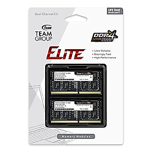 TEAMGROUP Elite DDR4 64GB Kit (2 x 32GB) 2666MHz PC4-21300 CL19 Unbuffered Non-ECC 1.2V SODIMM 260-Pin Laptop Notebook PC Computer Memory Module Ram Upgrade - TED464G2666C19DC-S01