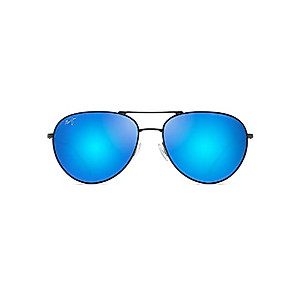 Maui Jim Men's and Women's Walaka Polarized Aviator Sunglasses, Dove Grey/Blue Hawaii, Medium