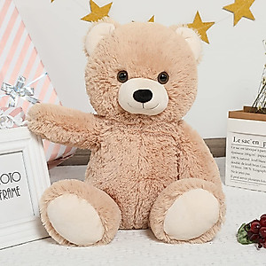 Tezituor Teddy Bear Stuffed Animal, Small 18 inch Teddy Bear Cute Plush Bear, Christmas Birthday Valentines Day Teddy Bear Gift for Girlfriend Girl Boy, Tan