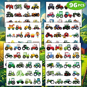 Tractor Temporary Tattoos for Kids Themed Birthday Party Supplies Decorations Party Favors Super Cute 96PCS Tattooos Sticker Gift for Boy Girls Prizes Christmas