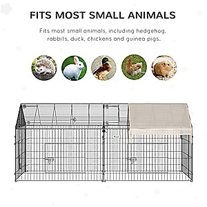 PawHut 7.2' Small Animal Playpen with Cover, Multifunctional Metal Pet Exercise Pen Large Metal Chicken Coop, Outdoor Bunny Pen, Easy to Store & Set-up, Beige