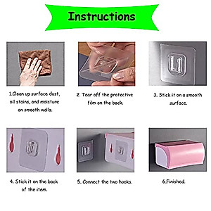 Double-Sided Adhesive Hooks 10 Pair, Adhesive Hooks 10pcs, Adhesive Wall Hooks, Self-Adhesive Hooks, Wall-Sticking Hooks Without Punching and Nails, Waterproof and Oil-Proof (20 Pack) (Type-A)