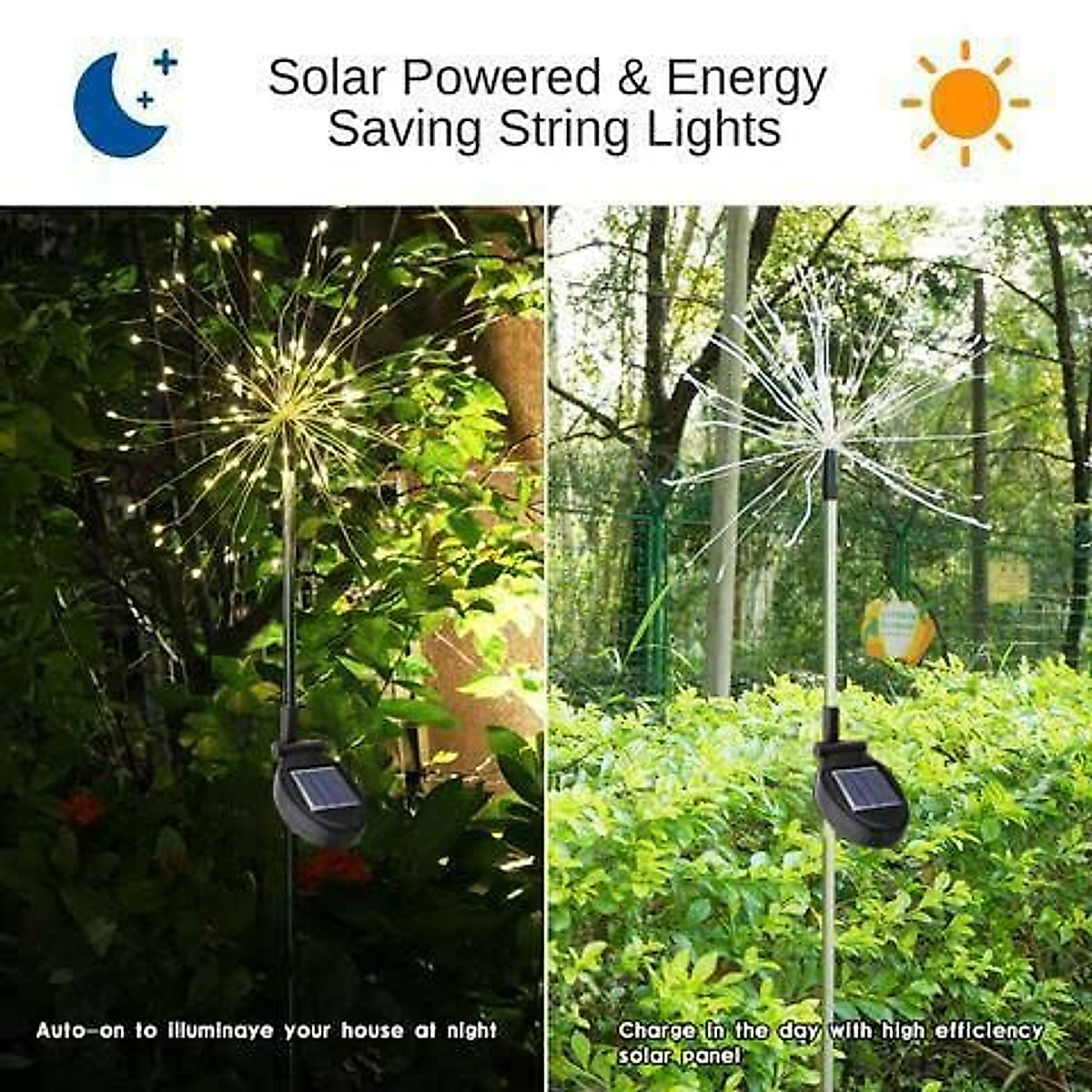 Waterproof Solar Garden Fireworks Lamp,2023 Creative DIY Outdoor LED Lights IP65 Waterproof Path Lawn Decor for Swimming Pool Walkway Pathway Backyard Lawn Landscape garden Patio (WHITE)