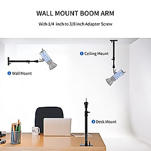 Selens Photography Studio Wall Mount, Camera Wall Ceiling Mount Boom Arm Up to 22" for Photo Video Monolights, Umbrellas, Reflectors, Overhead with 3/8" 1/4" Thread