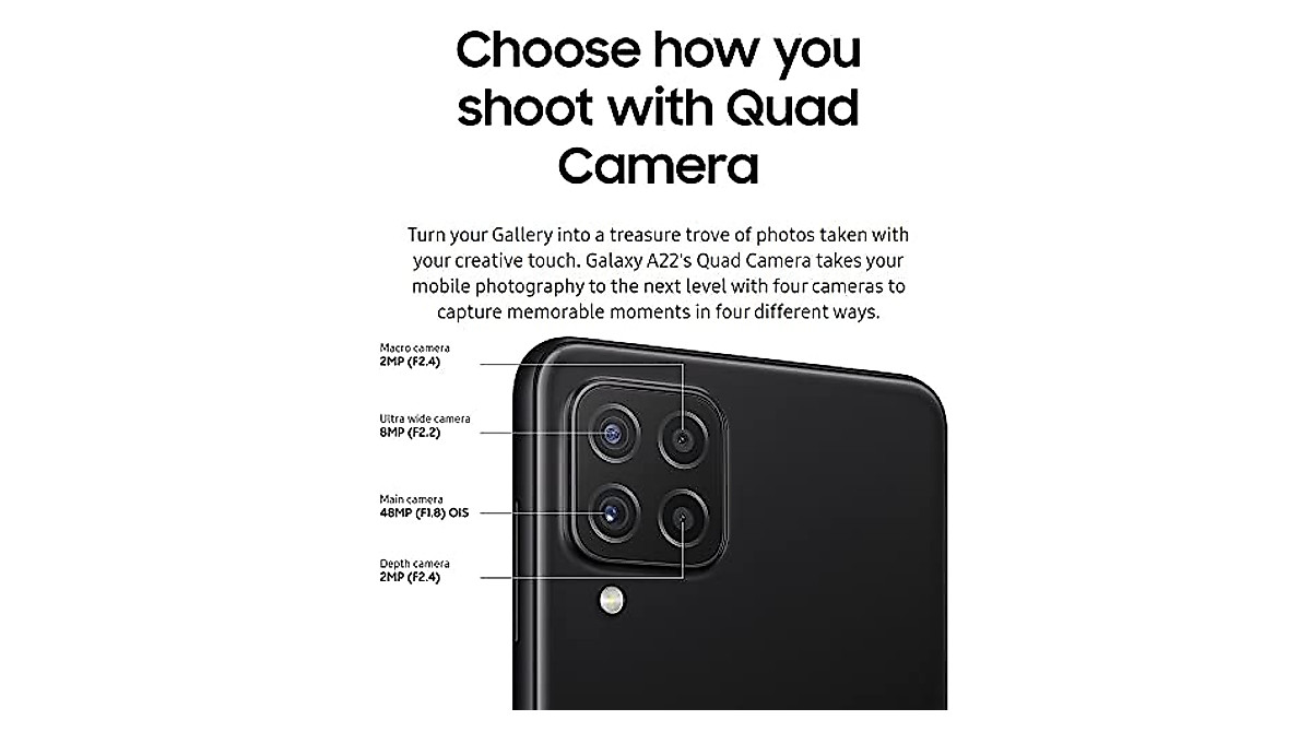 Samsung Galaxy A22 64GB Smartphone with 48MP Quad Camera