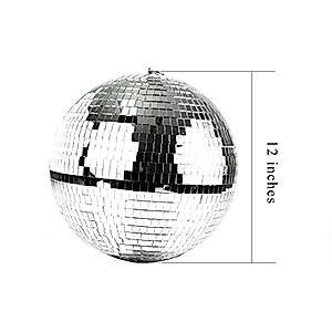 Disco Ball – Fun and Bright Disco Ball Ornament – 12-inch Large Disco Ball Décor for Parties, Weddings, Events – Fun and Classic Mirror Ball with Glass Pieces – Shiny and Elegant Design