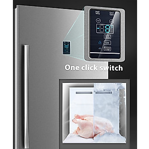 Techomey Upright Freezer 21 Cu.Ft, Stand Up Convertible Freezer/Refrigerator 115v, Garage Vertical Freezer with Single Door, Quick Freeze, Stainless Steel，Lock