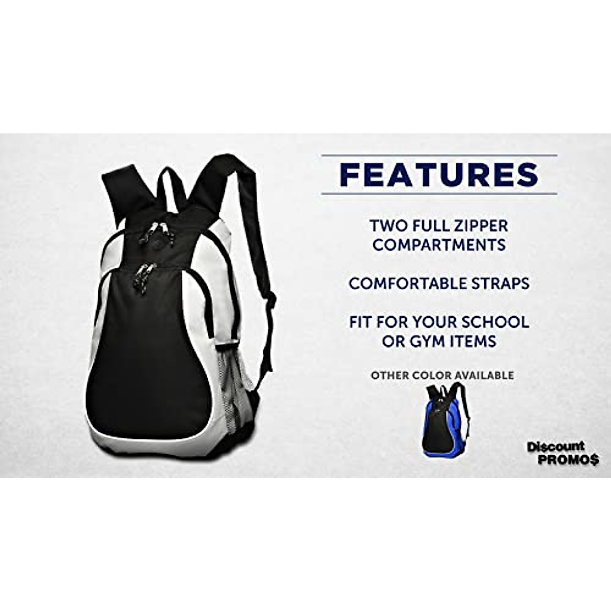 DISCOUNT PROMOS Large Sports Backpack with Mesh Pockets Set of 10, Bulk Pack - Perfect for School, Office, Outdoor Sports - Grey