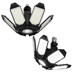 Adiding LED Garage Light, 2 Pack Total 24000Lm Screw in Rotatable LED Shop Light for Barn Ceiling, Shed Angled Roof 6500K Bright Basement Lamp Fit for E26 Bulb Socket for Workshop, Attic, Utility