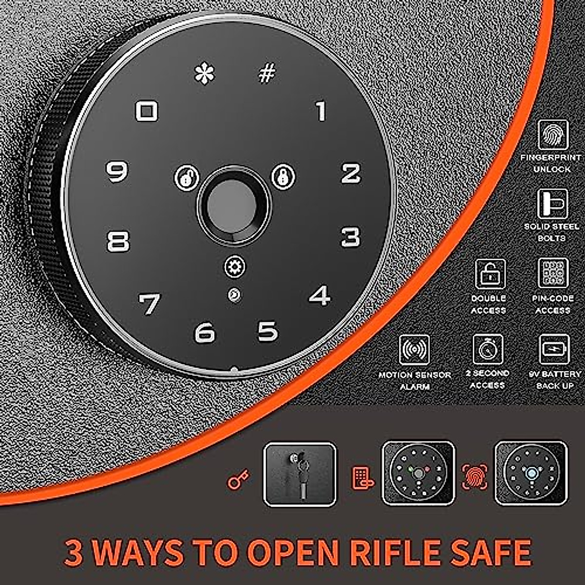 Atripark 10 Rifle Gun Safe with Fingerprint, Unassembled Gun Safes for Home Rifle and Pistols, Quick Access Gun Safes for Rifles and Shotguns with Keypad, Gun Cabinet with Adjustable Racks