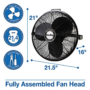 Air King 9318 Industrial Grade High Velocity Multi Mount Fan, 18-Inch,Black